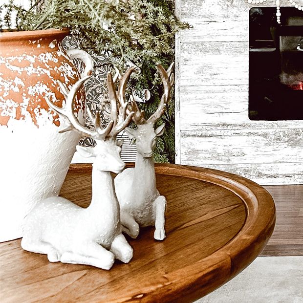 Rustic Elegance Textured Deer Figurines Set of 2 | Antique Farmhouse