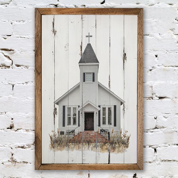 Rustic Farmhouse Church Print Antique Farmhouse