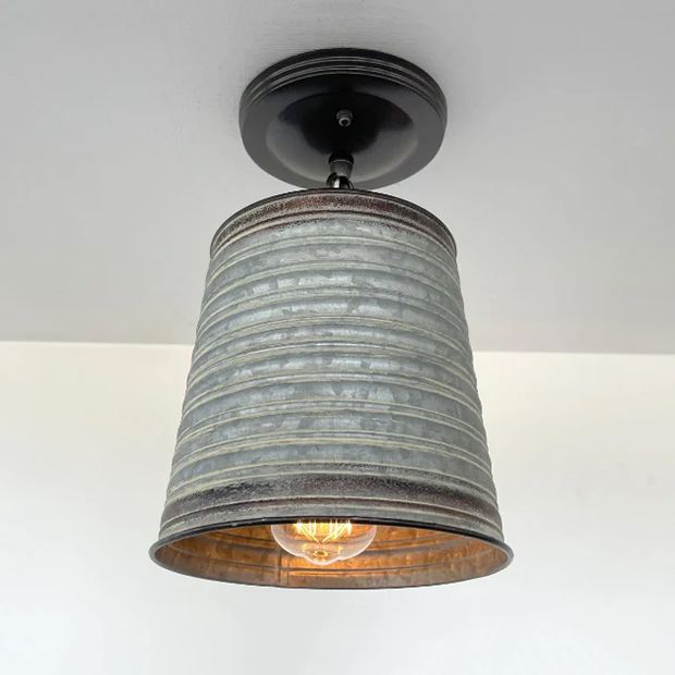 Rustic Farmhouse Corrugated Metal Pendant Light | Antique Farmhouse