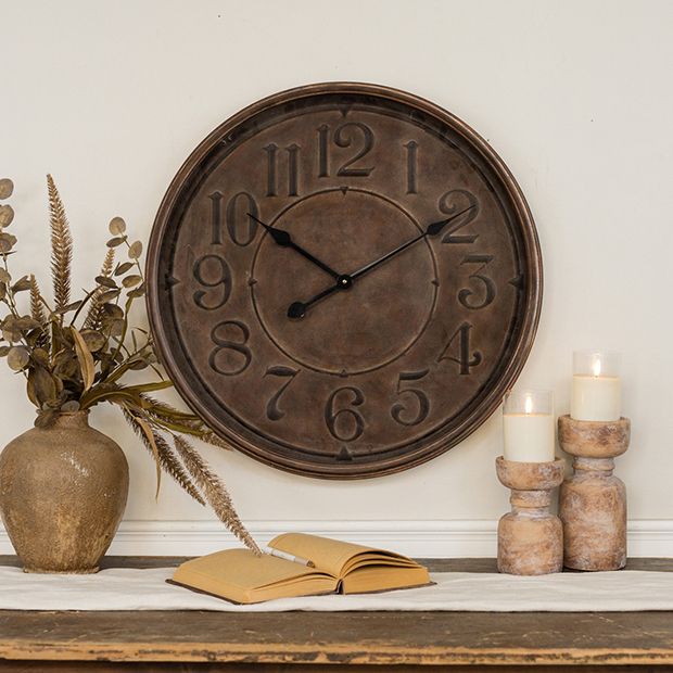 Rustic Farmhouse Round Wall Clock | Antique Farmhouse