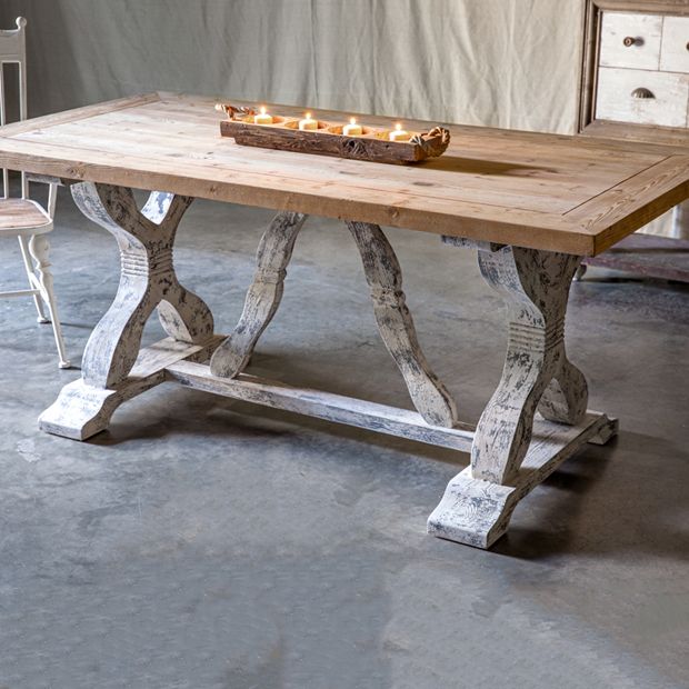 Rustic Farmhouse Trestle Dining Table | Antique Farmhouse