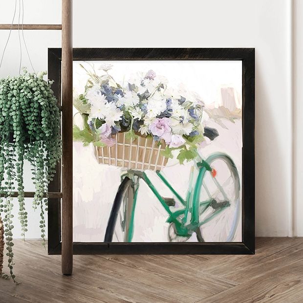 Rustic Framed Bike Green Wall Art | Antique Farmhouse
