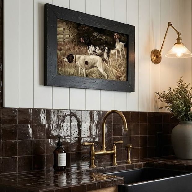 Rustic Framed Hunting Dog Wall Art | Antique Farmhouse