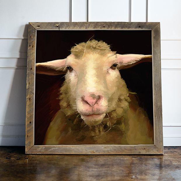 Rustic Framed Sheep Wall Art | Antique Farmhouse