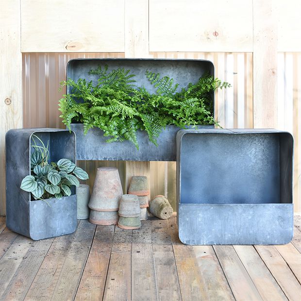 Rustic Galvanized Tin Planter Box | Antique Farmhouse