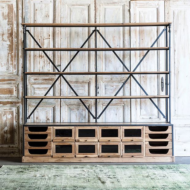 Rustic Industrial Farmhouse Row Shelf | Antique Farmhouse