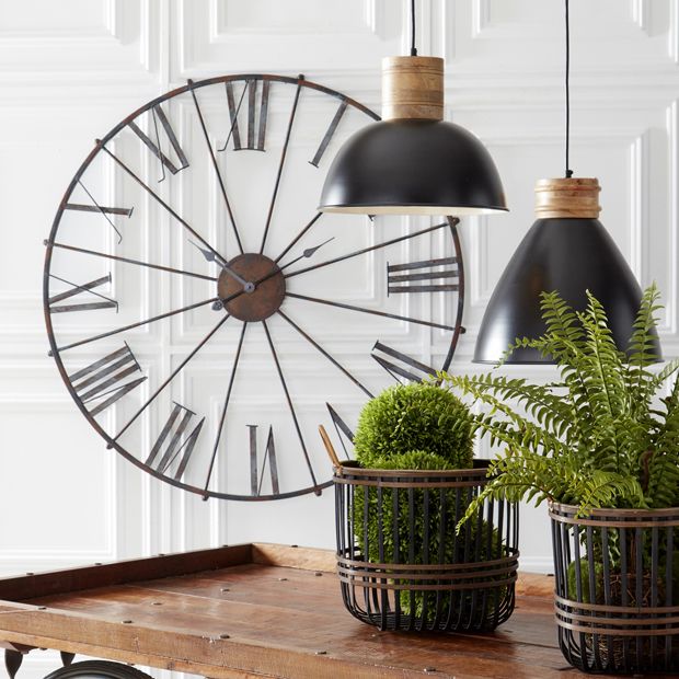 Rustic Industrial Open Face Wall Clock | Antique Farmhouse