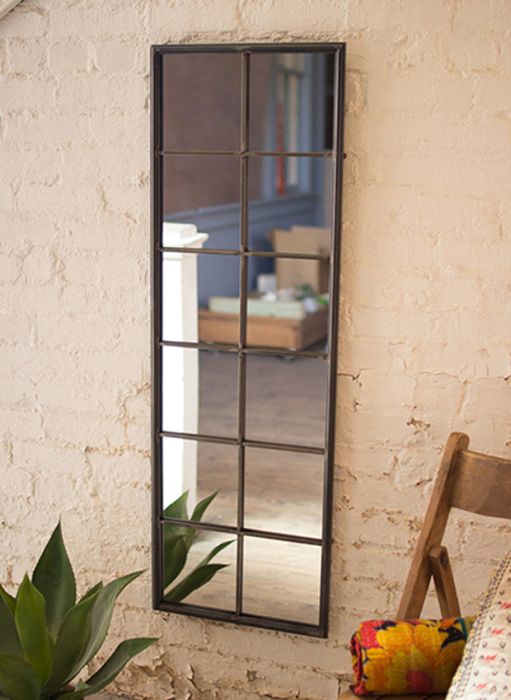 Rustic Metal Mirror With Twelve Windows | Antique Farmhouse