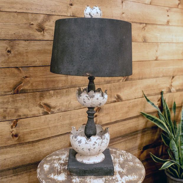 Rustic Metal Petal Table Lamp | Antique Farmhouse