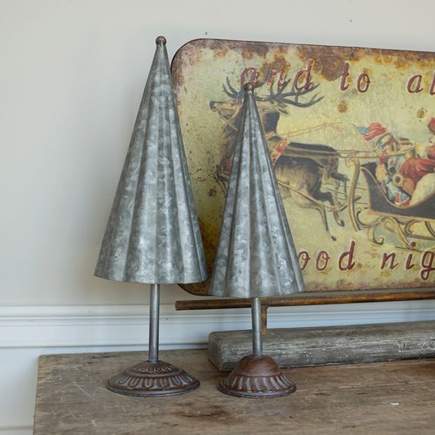 Rustic Metal Tabletop Umbrella Tree Set of 2 | Antique Farmhouse
