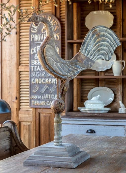 Rustic Primitive American Rooster Tabletop Decor | Antique Farmhouse