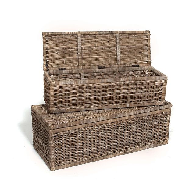 Rustic Rattan Storage Chest Set of 2 | Antique Farmhouse