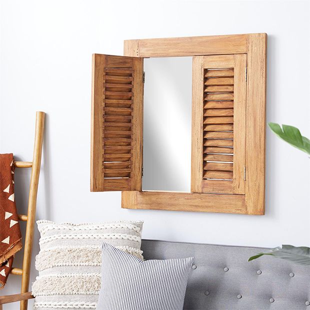 Rustic Shutter Wall Mirror | Antique Farmhouse