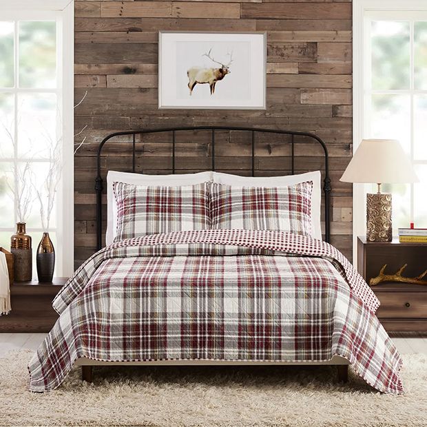 Rustic Tartan Plaid Quilt and Shams Set | Antique Farmhouse