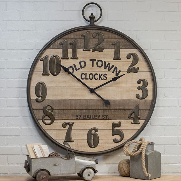 Rustic Wood Old Town Clock | Antique Farmhouse