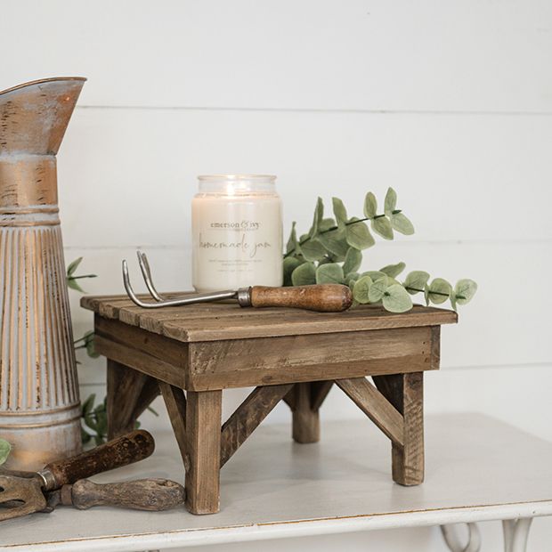 Rustic Wood Plank Top Riser | Antique Farmhouse