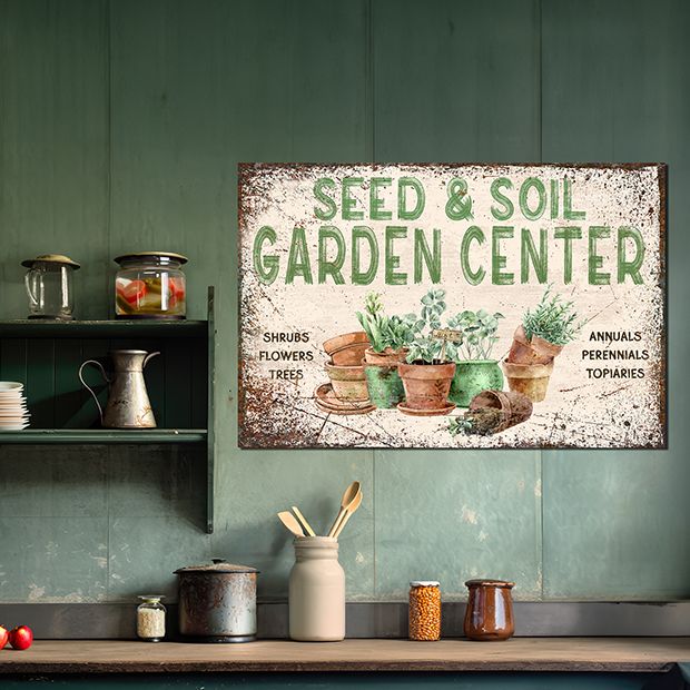 Seed and Soil Garden Center Canvas Wall Art | Antique Farmhouse