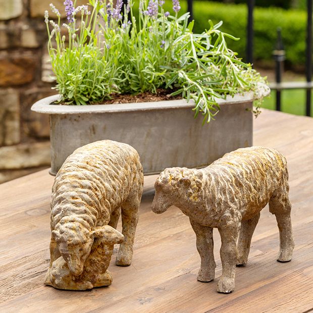 Sheep Family Figurine Collection Set of 2 | Antique Farmhouse