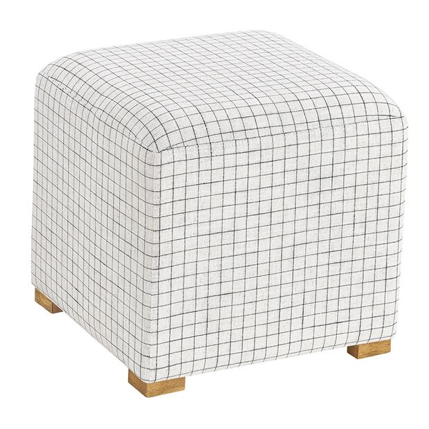 Simply Farmhouse Windowpane Plaid Ottoman | Antique Farmhouse