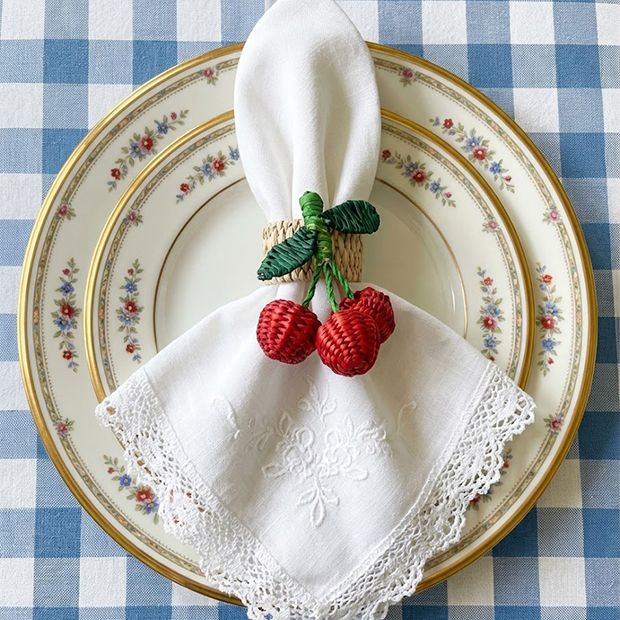 Simply Sweet Seagrass Cherry Napkin Rings Set of 4 | Antique Farmhouse