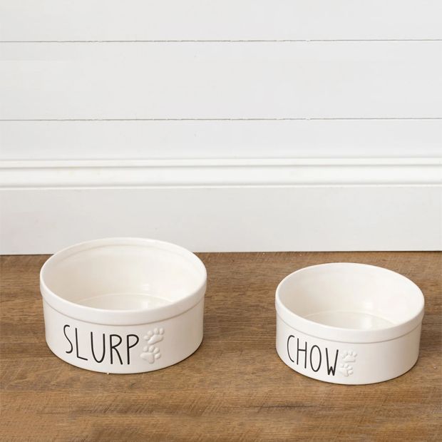 Slurp and Chow Ceramic Dog Bowl Set of 2 | Antique Farmhouse