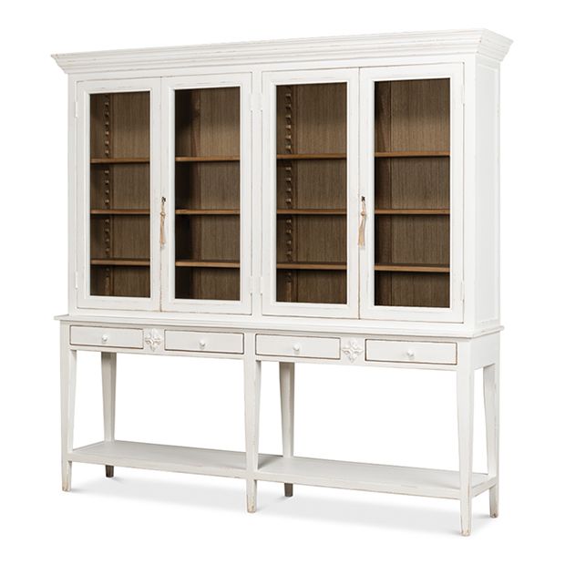 Solid Pine Double Display Hutch | Antique Farmhouse