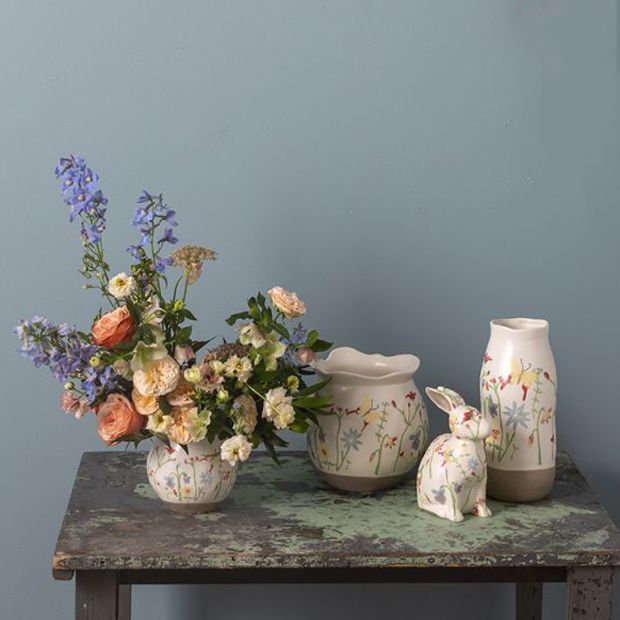Spring Floral Ceramic Vase and Bunny Collection | Antique Farmhouse