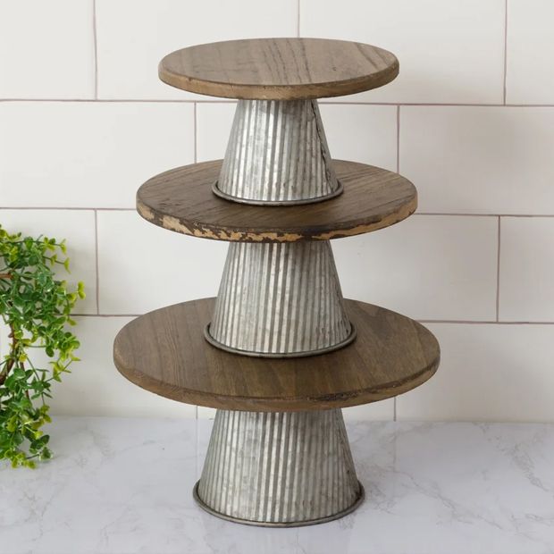 Stackable Rustic Round Display Risers Set of 3 | Antique Farmhouse