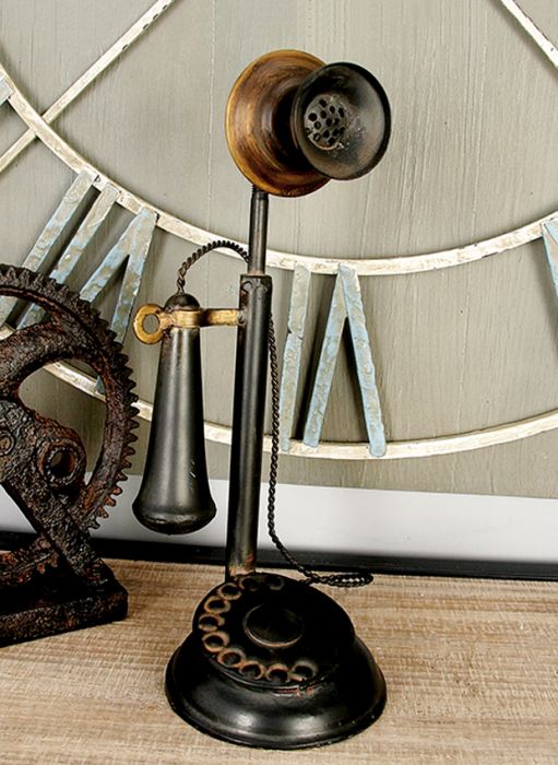 Standing Antique Style Metal Phone | Antique Farmhouse