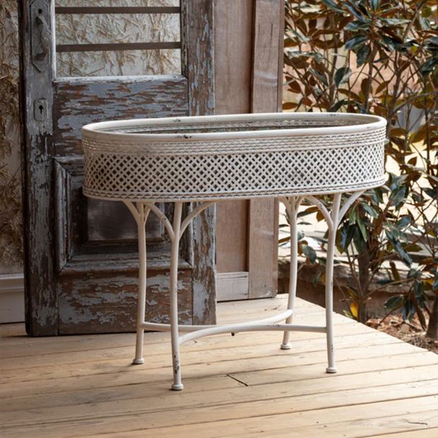 Standing Oval Lattice Planter With Liner | Antique Farmhouse