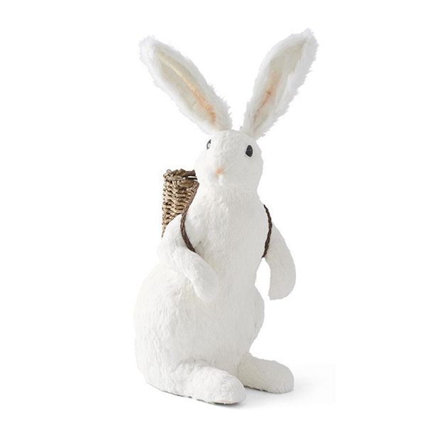 Standing Rabbit Statue With Basket 34 Inch | Antique Farmhouse