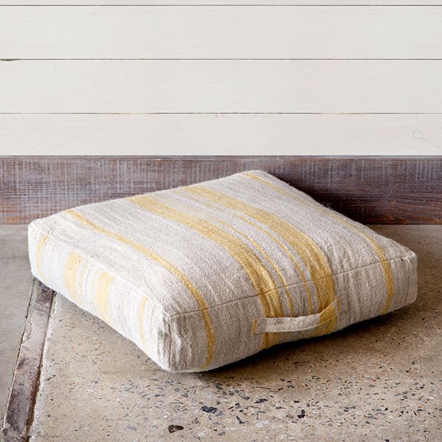 Stripe Pattern Linen Floor Cushion | Antique Farmhouse