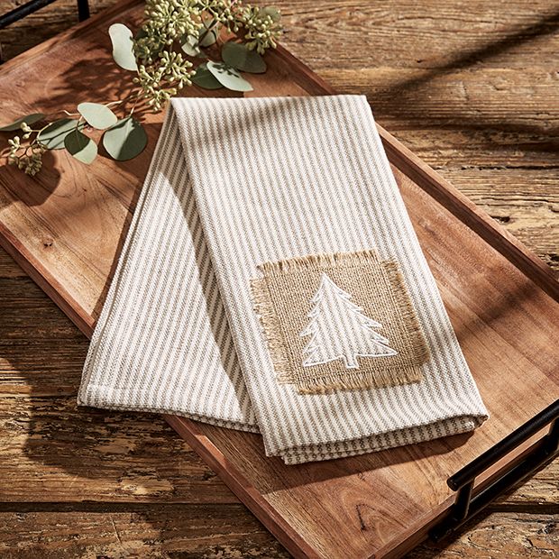 Striped Christmas Tree Dish Towel Set of 2 | Antique Farmhouse