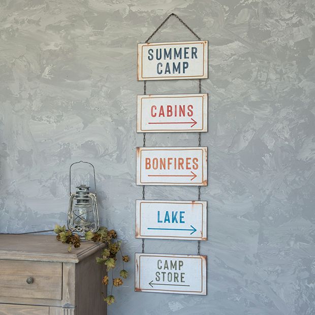 Summer Camp Hanging Stacked Sign | Antique Farmhouse