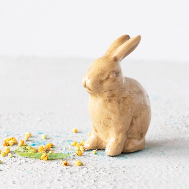 Terra Cotta Sitting Rabbit Figure Set of 3 | Antique Farmhouse