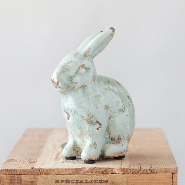 Terracotta Rabbit Figure Antique Farmhouse