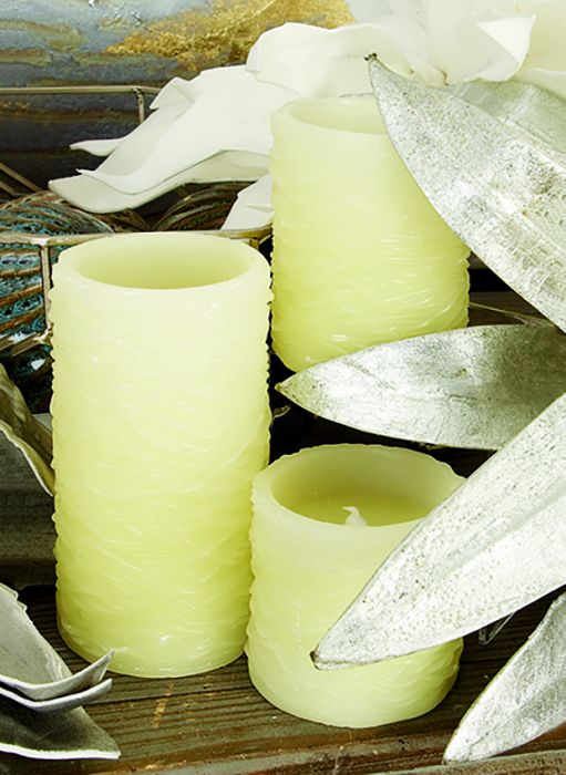 Textured LED Pillar Candle With Remote Set of 3 | Antique Farmhouse