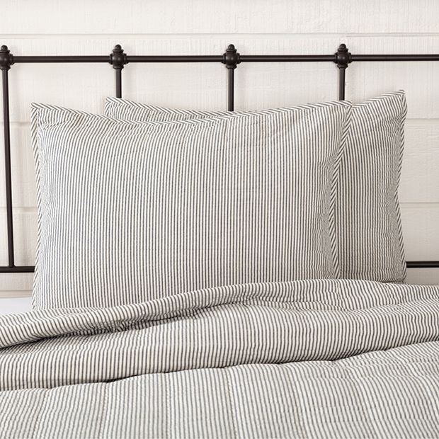Ticking Stripe Seersucker Sham Standard | Antique Farmhouse