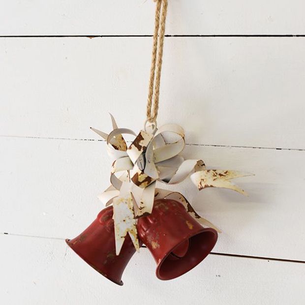 Tin Double Bell Decor Antique Farmhouse