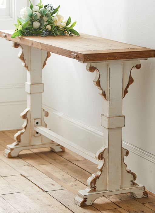 Two Tone Fir Wood Console Table | Antique Farmhouse