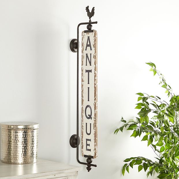 Vertical Antique Sign With Rooster | Antique Farmhouse