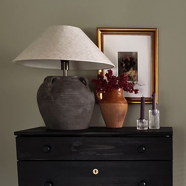 Vintage Clay Pot Table Lamp With Handles | Antique Farmhouse