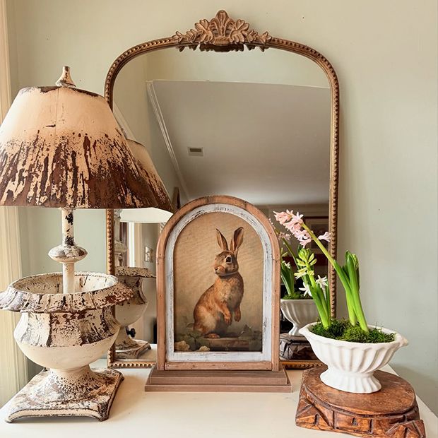 Vintage Rabbit Arched Tabletop Framed Prints Set of 2 | Antique Farmhouse