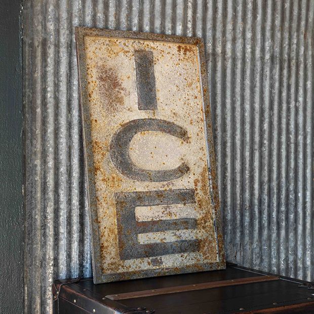 Vintage Style Metal Ice Sign | Antique Farmhouse