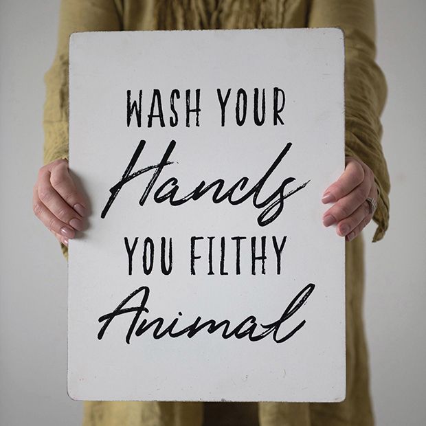 Wash Your Hands You Filthy Animal Wall Sign | Antique Farmhouse