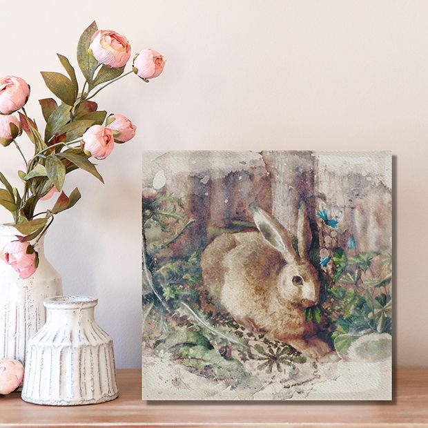 Watercolor Rabbit Canvas Wall Art | Antique Farmhouse