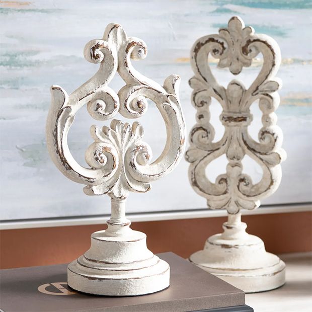 Weathered Tabletop Finial Set of 2 | Antique Farmhouse
