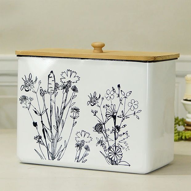 Whimsy Flower Rectangle Canister With Lid | Antique Farmhouse