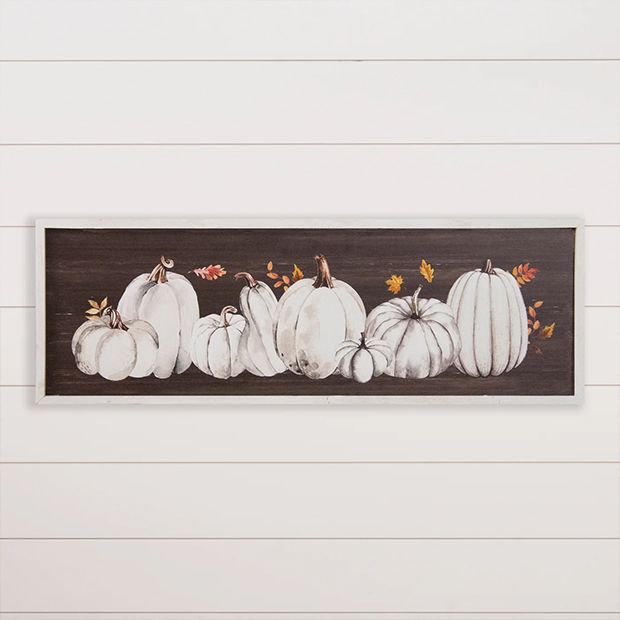 White Fall Pumpkins Wall Art | Antique Farmhouse