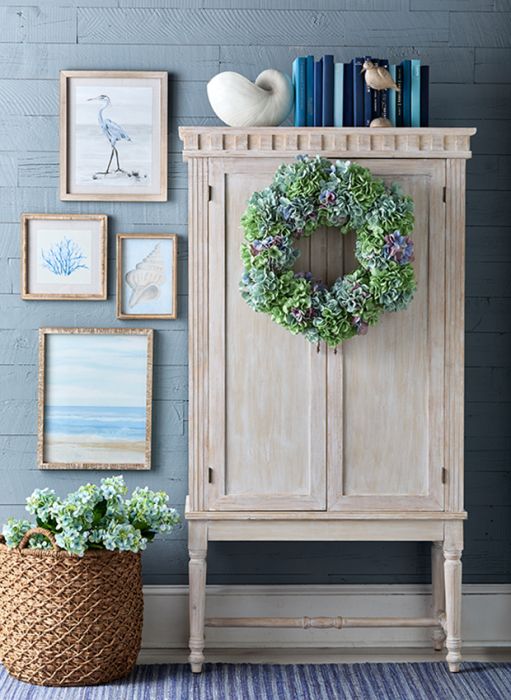 Whitewash Wood 2 Door Tall Cabinet | Antique Farmhouse